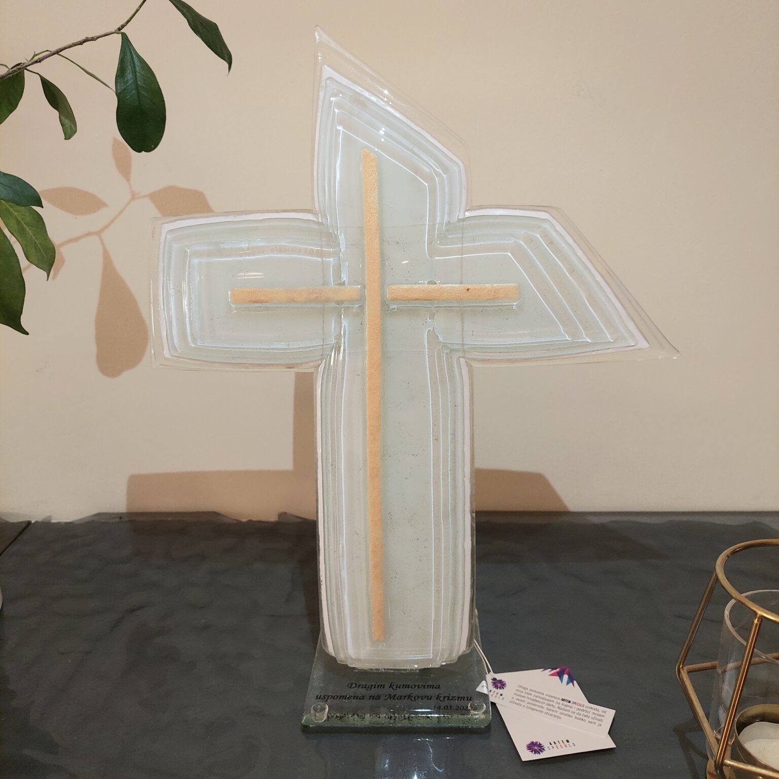 Samostojeći stakleni križ 32 cm – Artem Speculo